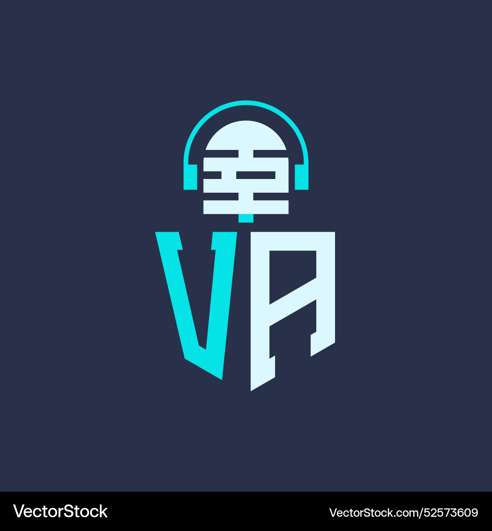 Va microphone logo design for audio music Vector Image