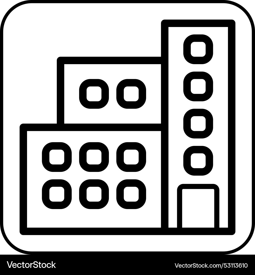Building icon border black Royalty Free Vector Image