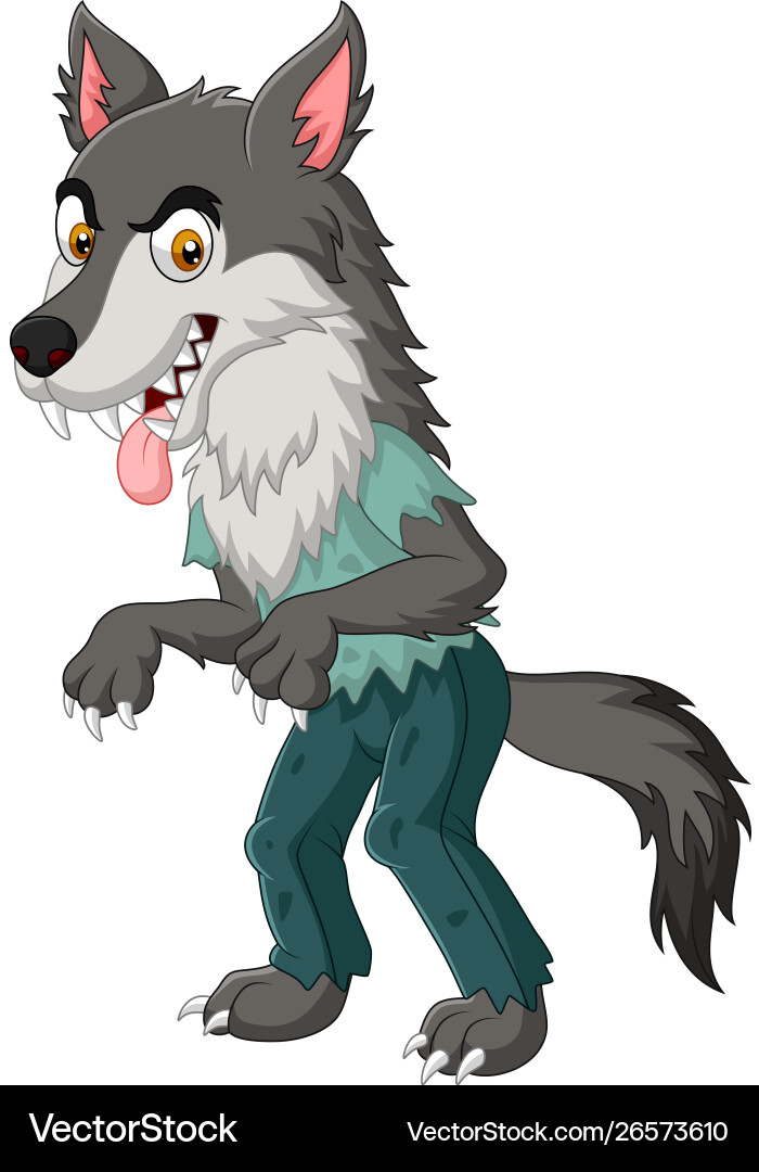 Cartoon angry werewolf isolated Royalty Free Vector Image