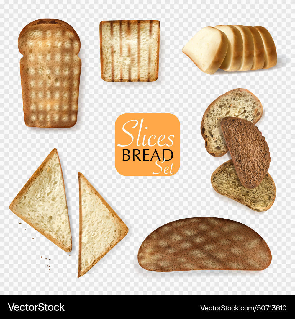 Different bread transparent set Royalty Free Vector Image
