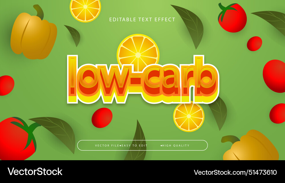 Green yellow and red low carb 3d editable text Vector Image