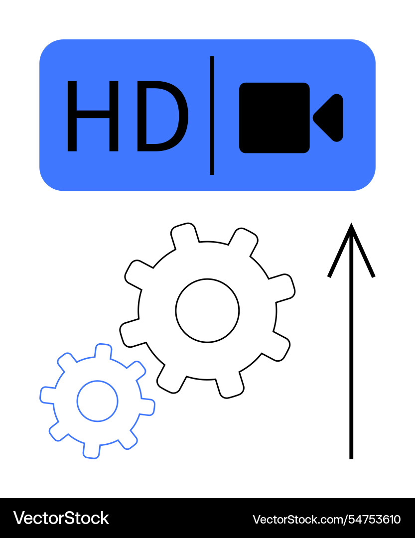 Hd video icon with large and small gears arrow Vector Image
