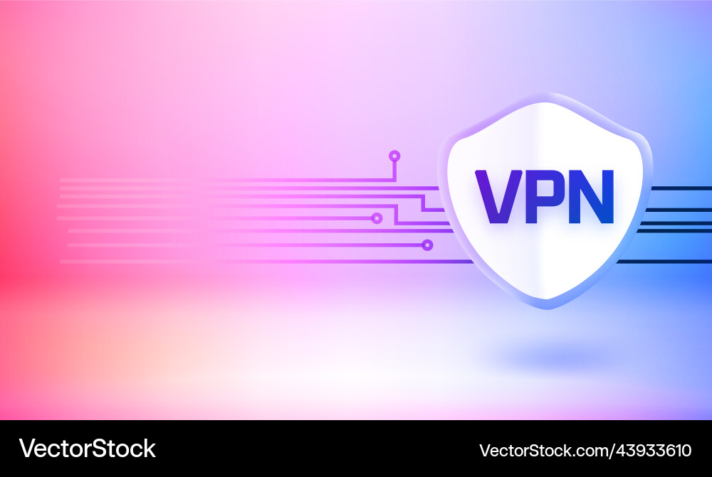 Protected data with vpn service concept 3d banner Vector Image