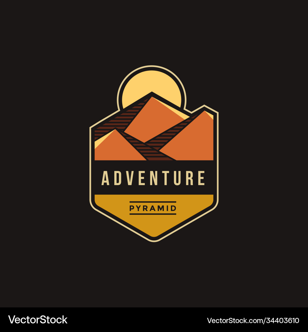 Pyramid dessert adventure explore park logo Vector Image