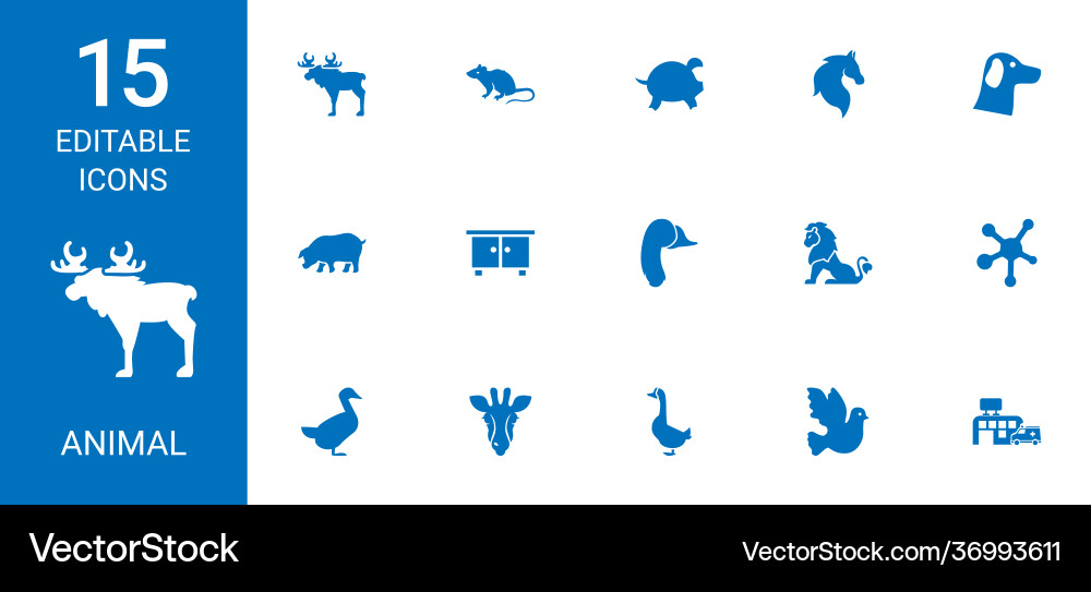 15 animal icons Royalty Free Vector Image - VectorStock