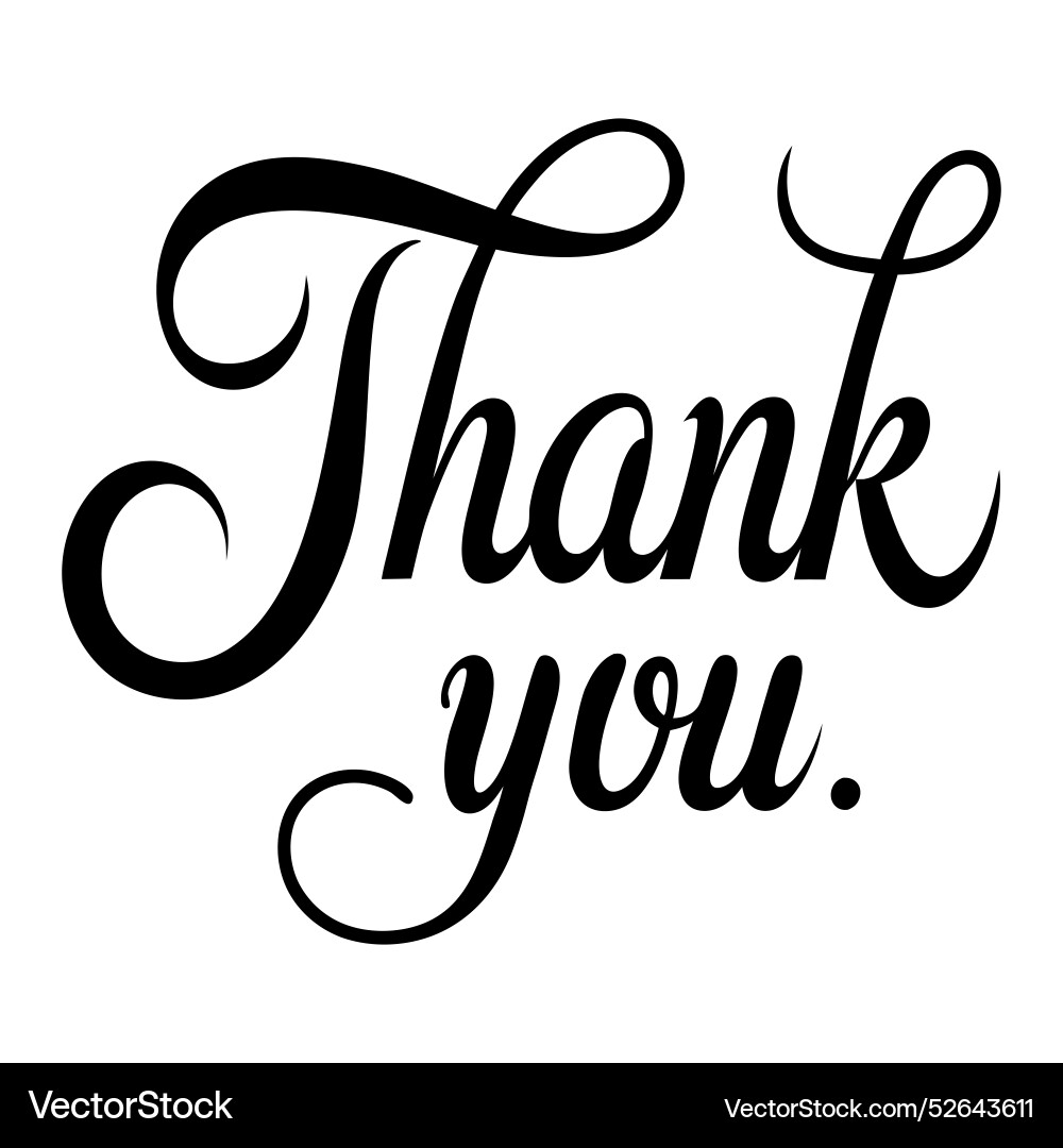 A calligraphy thank you text card Royalty Free Vector Image