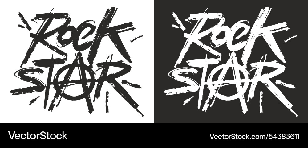 Black and white rock star logo design Royalty Free Vector