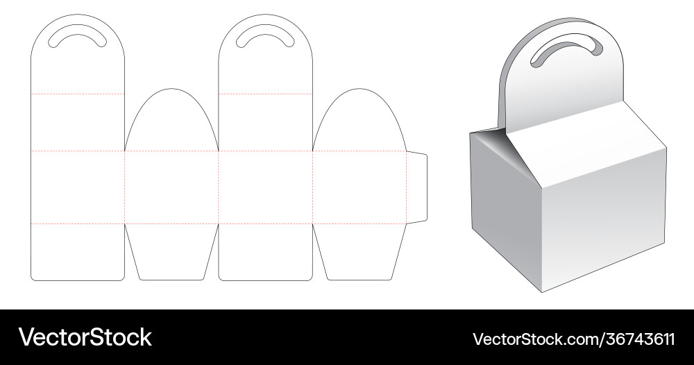 Handle delivery meal box die cut template Vector Image