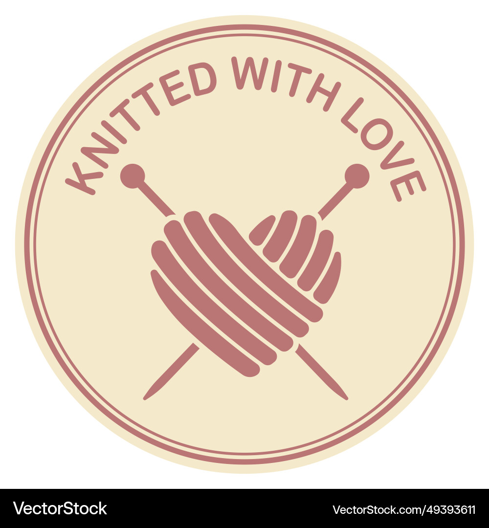 Knit emblem design line wool handmade shop logo Vector Image