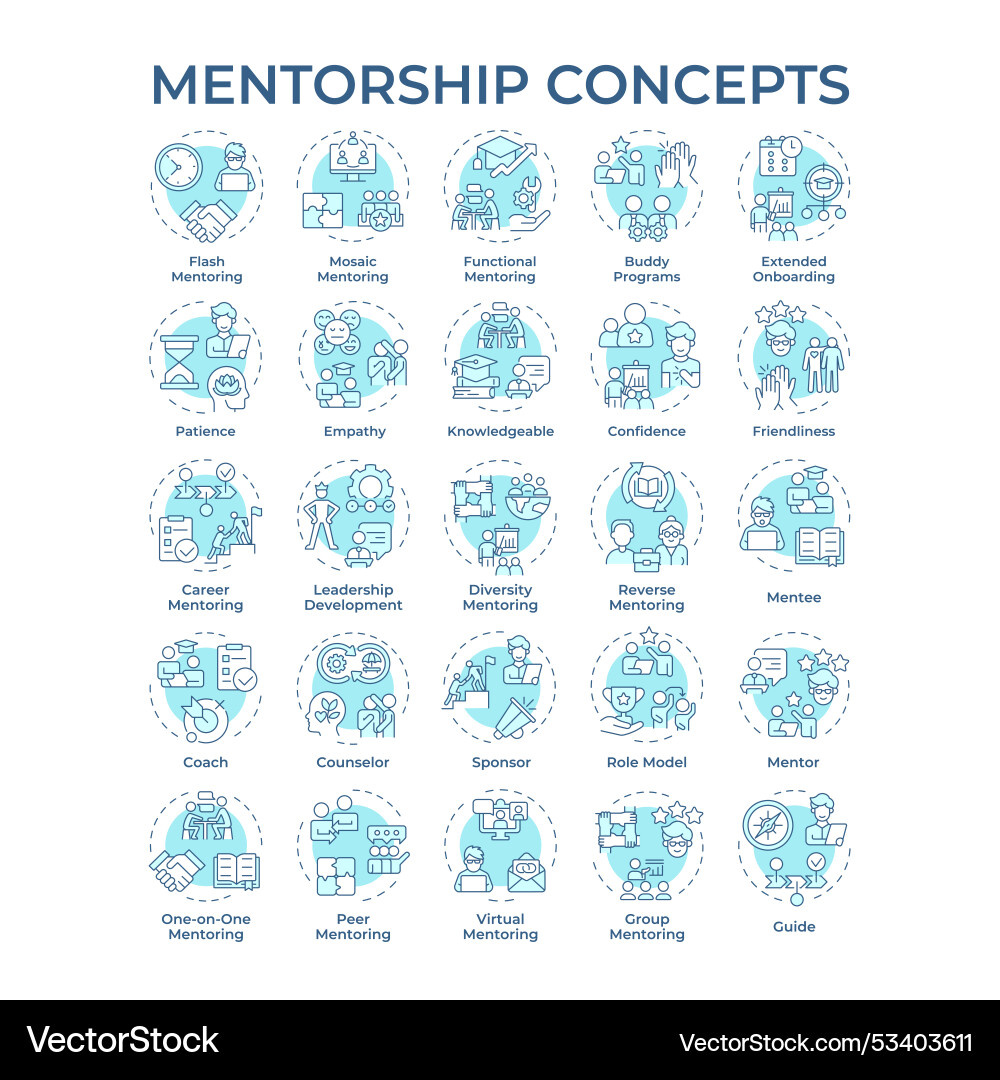 Mentorship soft blue concept icons Royalty Free Vector Image