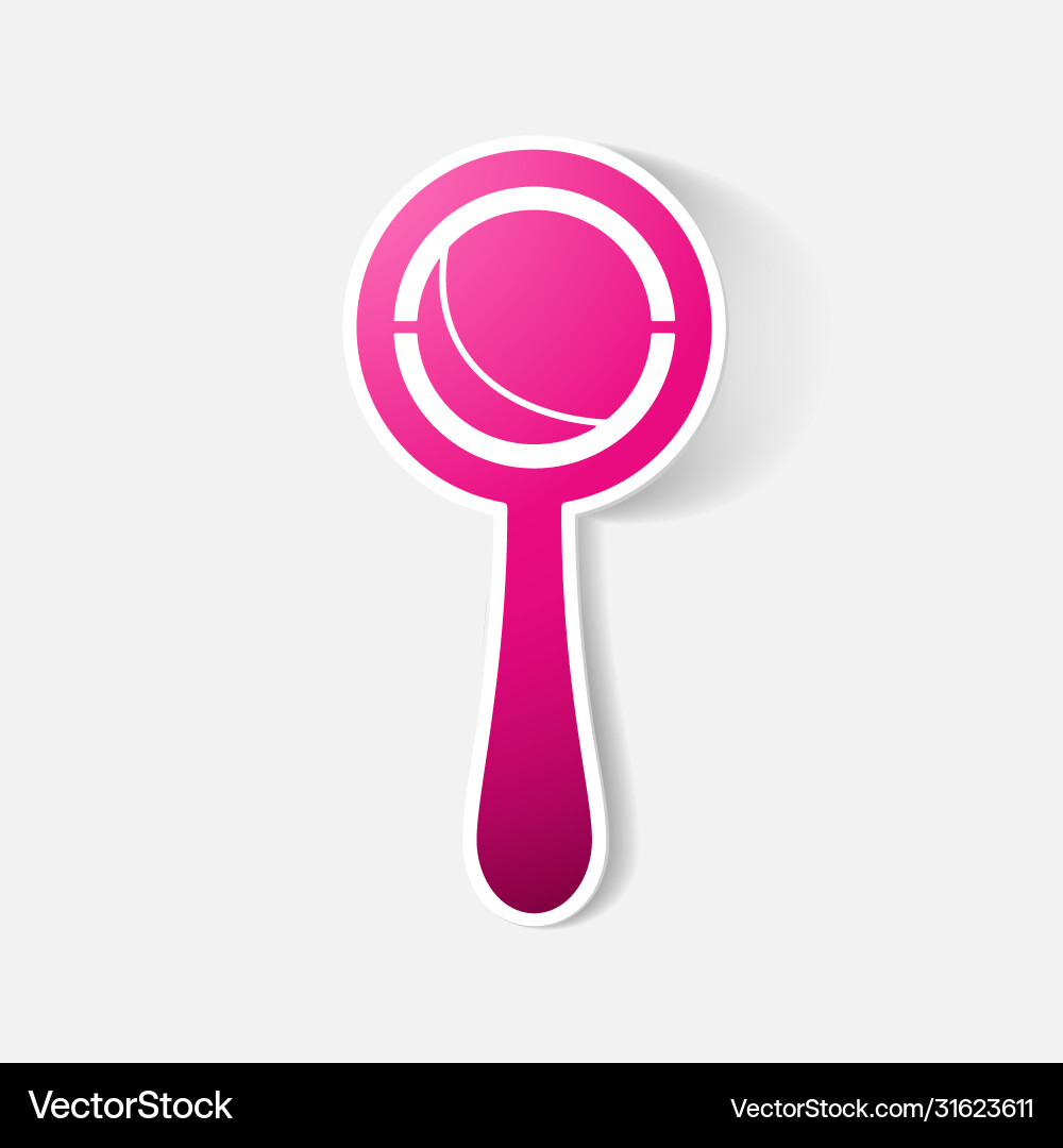 Paper clipped sticker rattle Royalty Free Vector Image