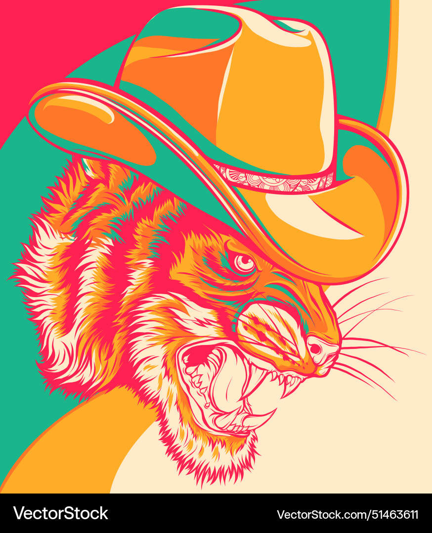 Tiger cowboy mascot logo Royalty Free Vector Image
