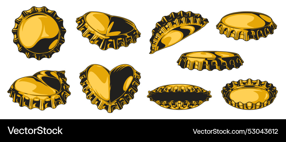 Bottle caps set emblems colorful Royalty Free Vector Image