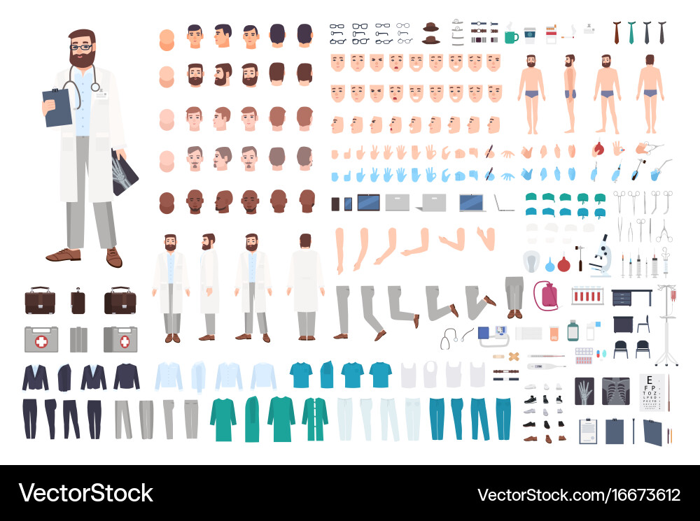 Doctor character constructor male creation Vector Image