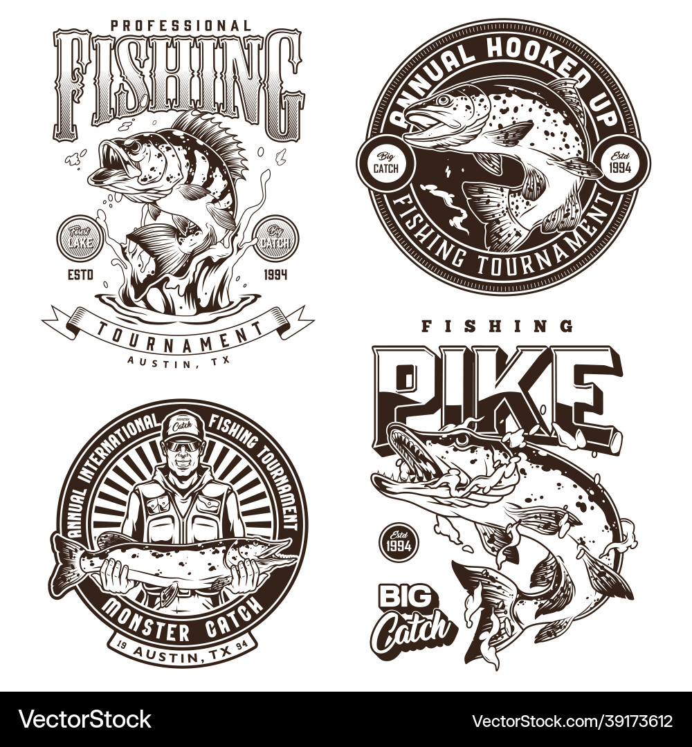 Fishing Badges - Vintage Style Royalty Free Vector Image
