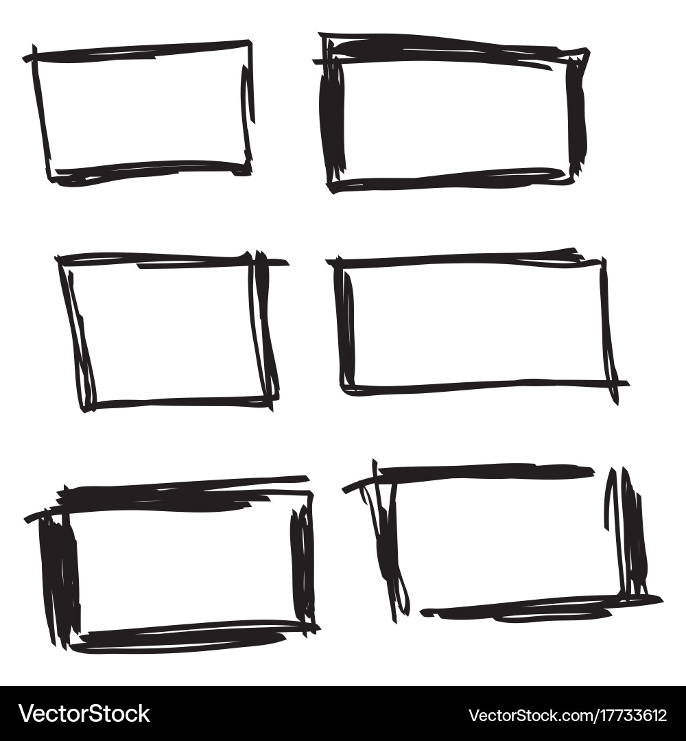 Set hand drawn rectangle Royalty Free Vector Image