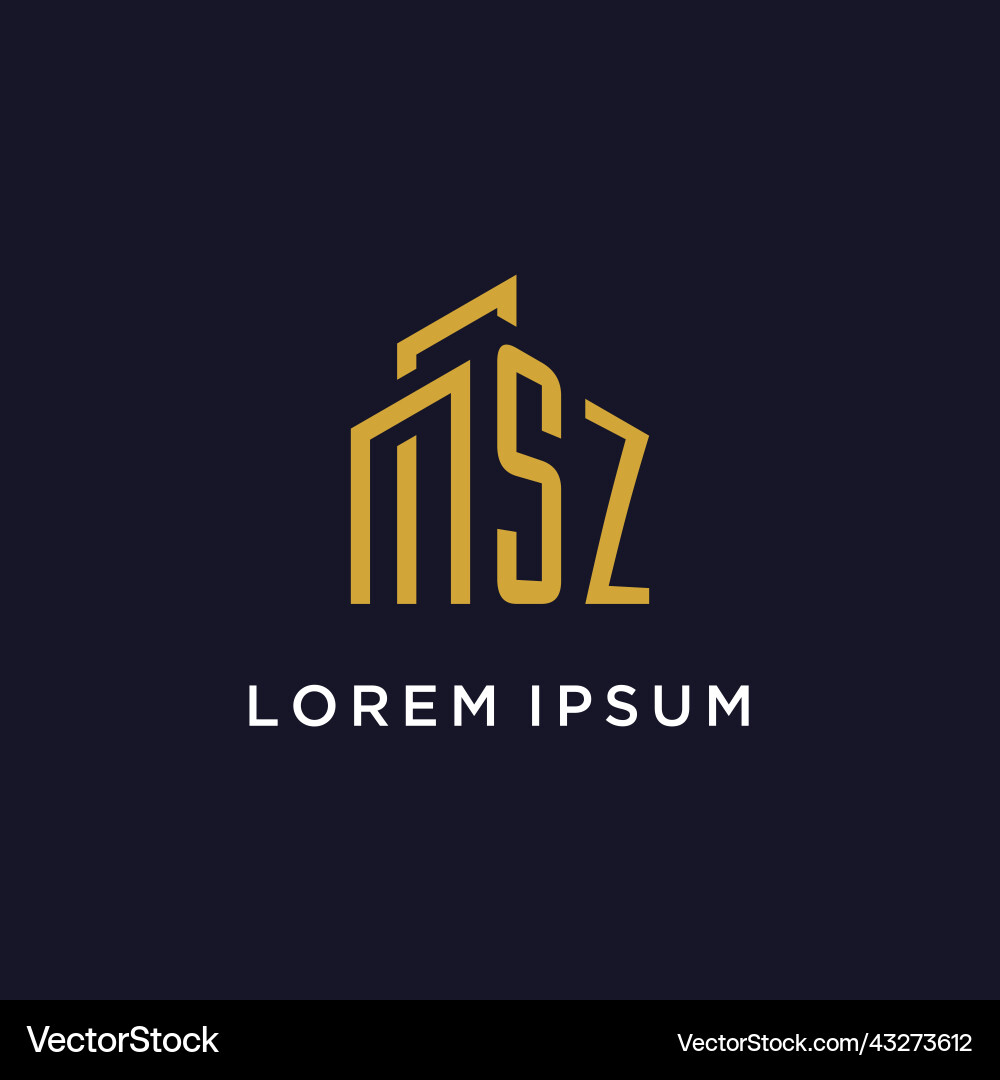Sz initial monogram with building logo design Vector Image