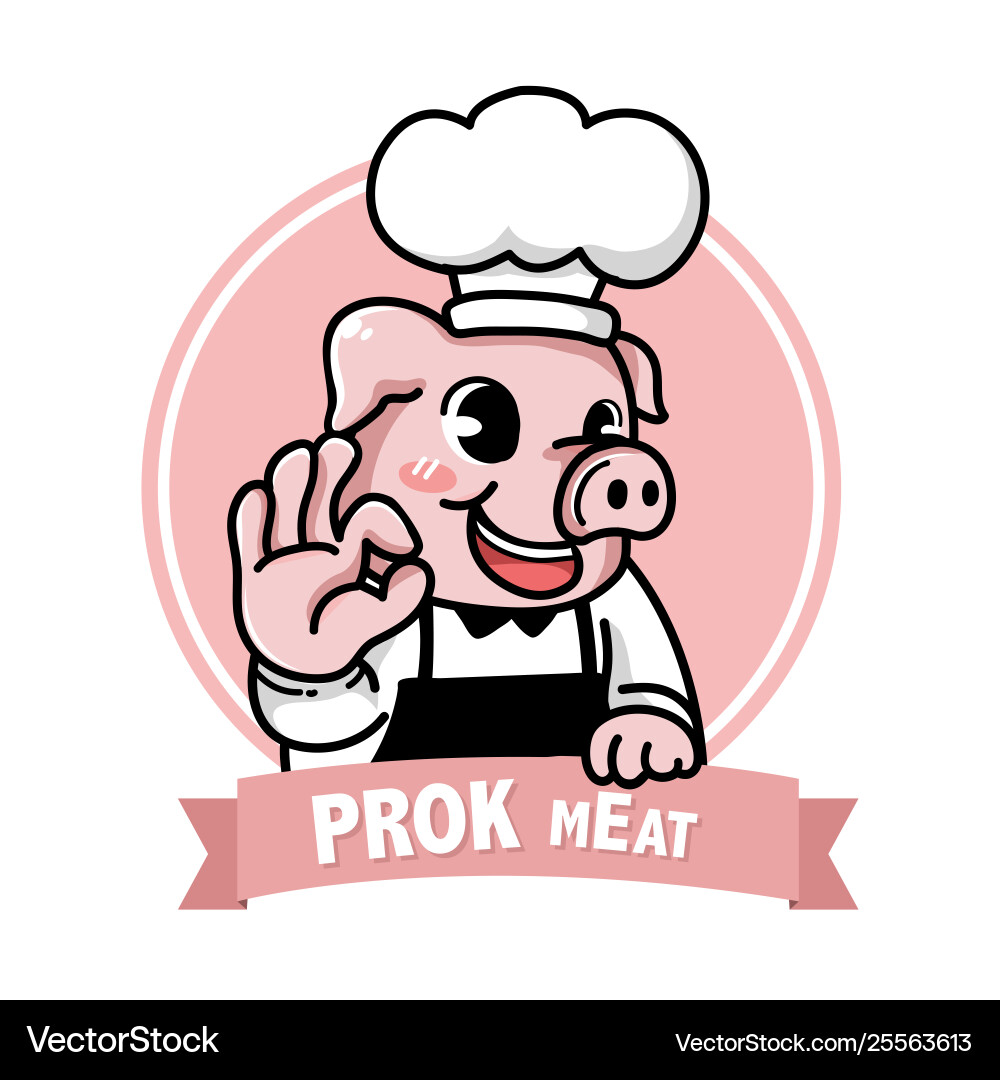 Cute Pig Chef Pork Logo Royalty Free Vector Image