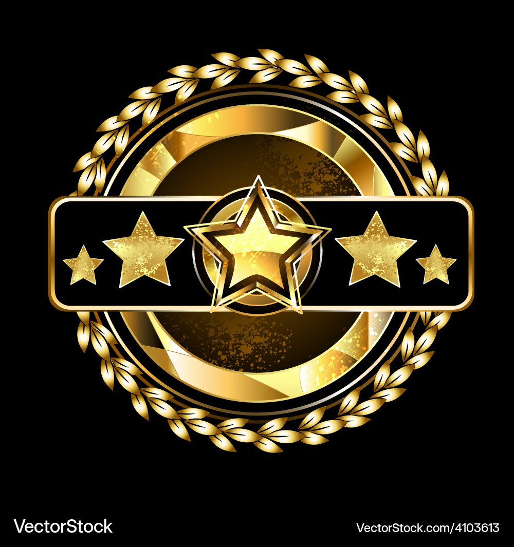 Emblem with golden stars Royalty Free Vector Image