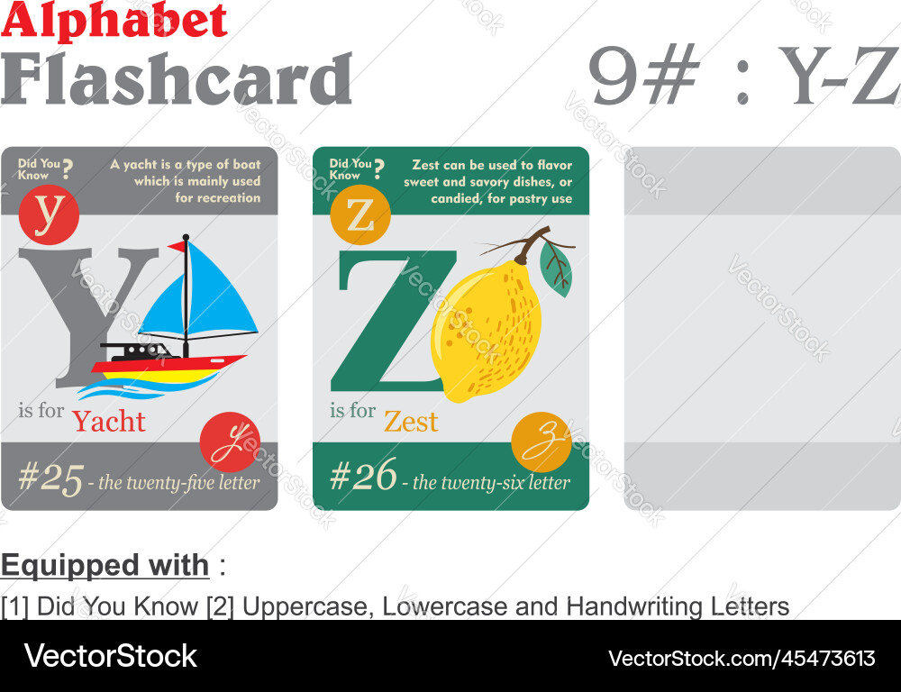 Letter Y Flashcards Vector Images (over 140)