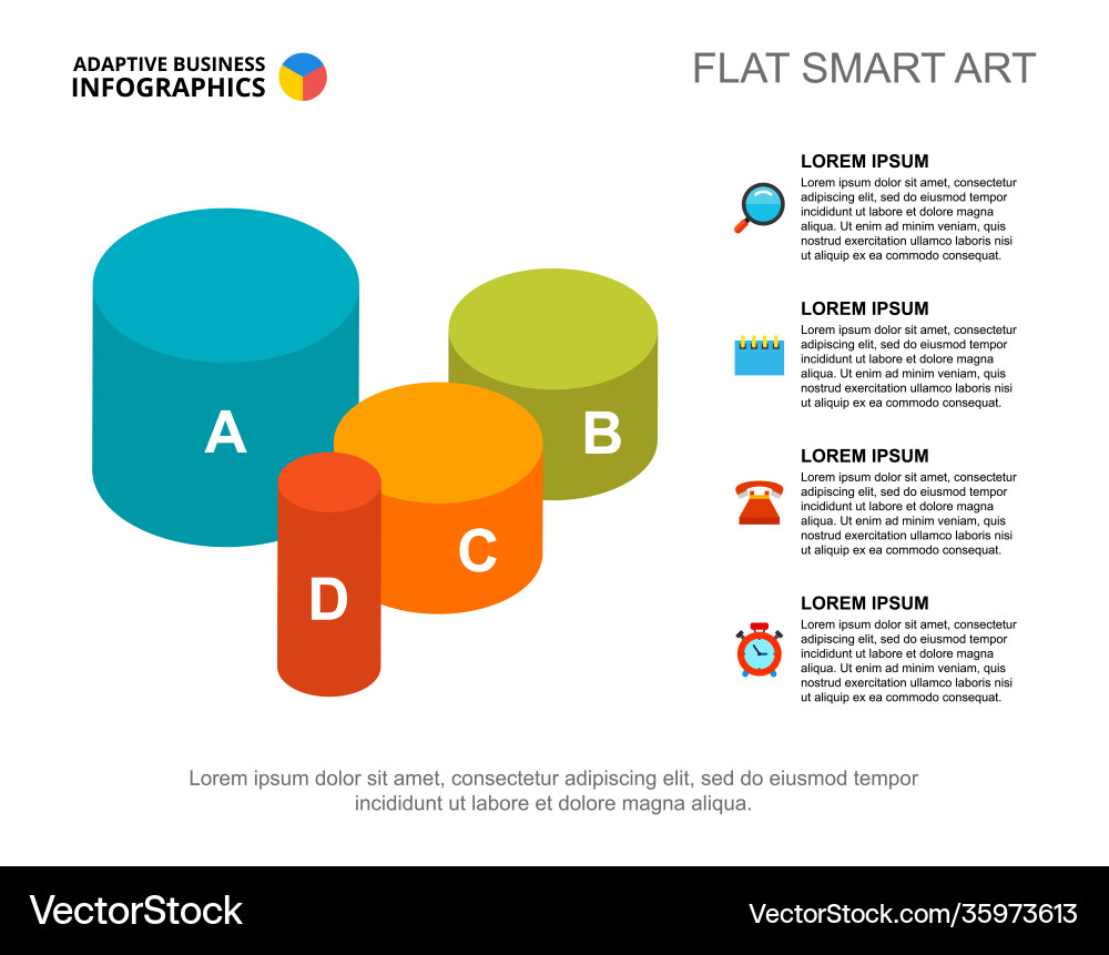 Four cylinders process chart template Royalty Free Vector