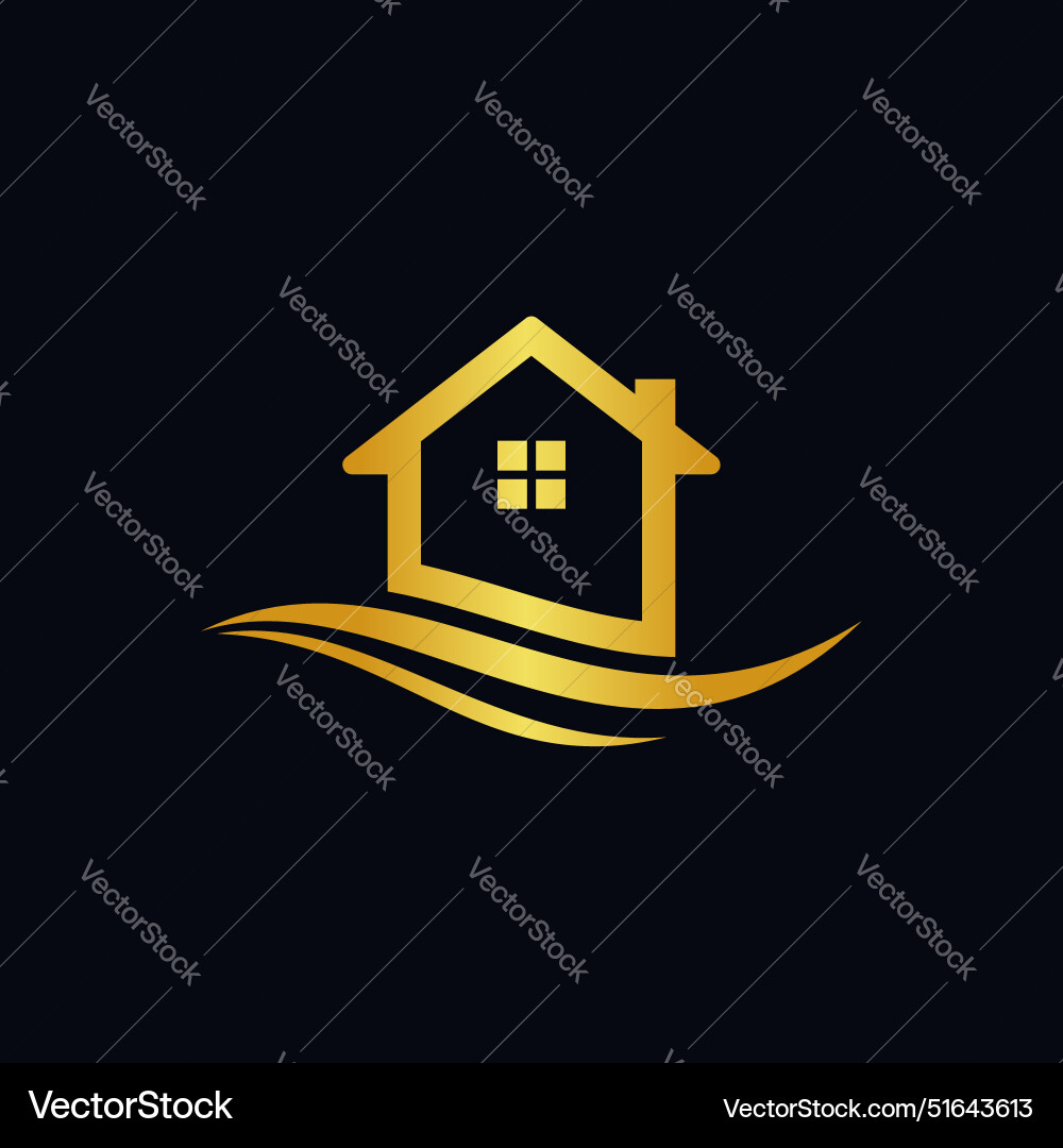 Golden home logo template house Royalty Free Vector Image