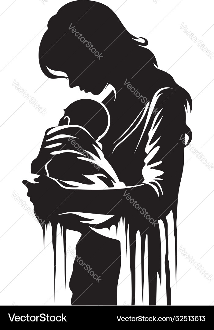 Maternal serenity emblematic design with mother Vector Image