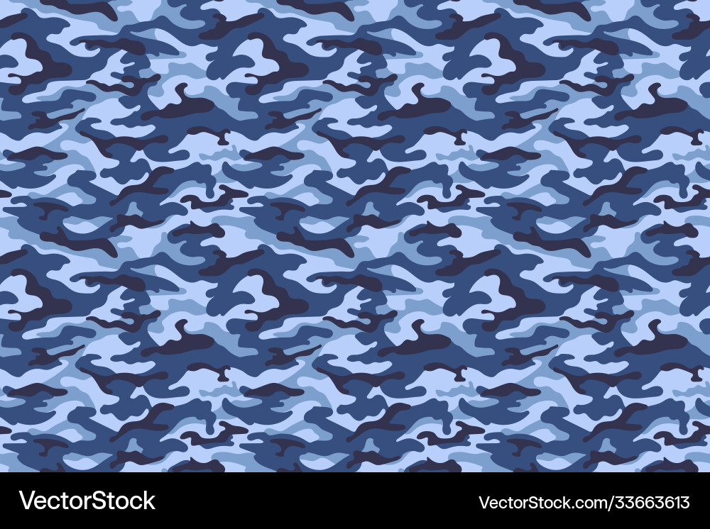Military camouflage texture blue color Royalty Free Vector