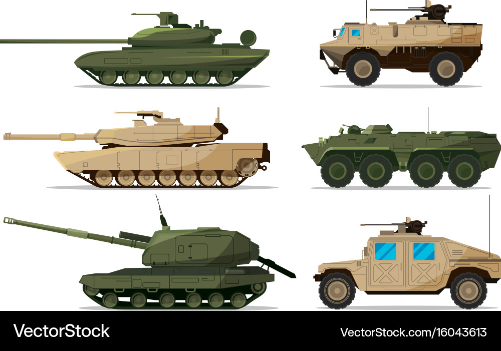 Military vehicle different artillery machines Vector Image