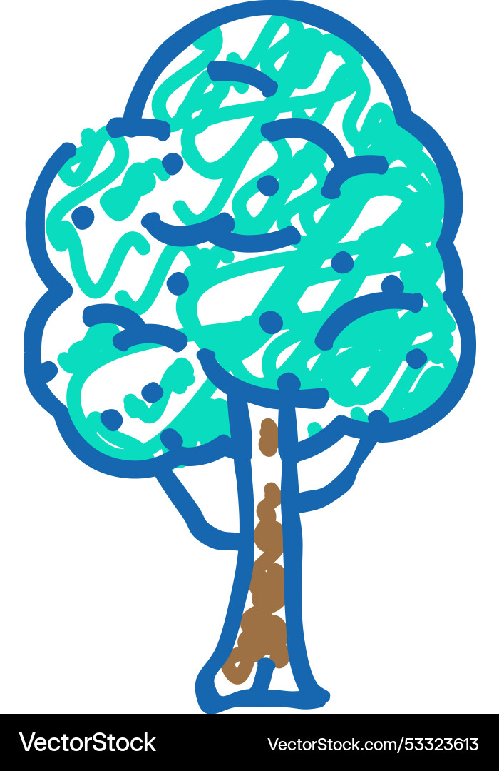 Padauk tree jungle amazon icon doodle Royalty Free Vector