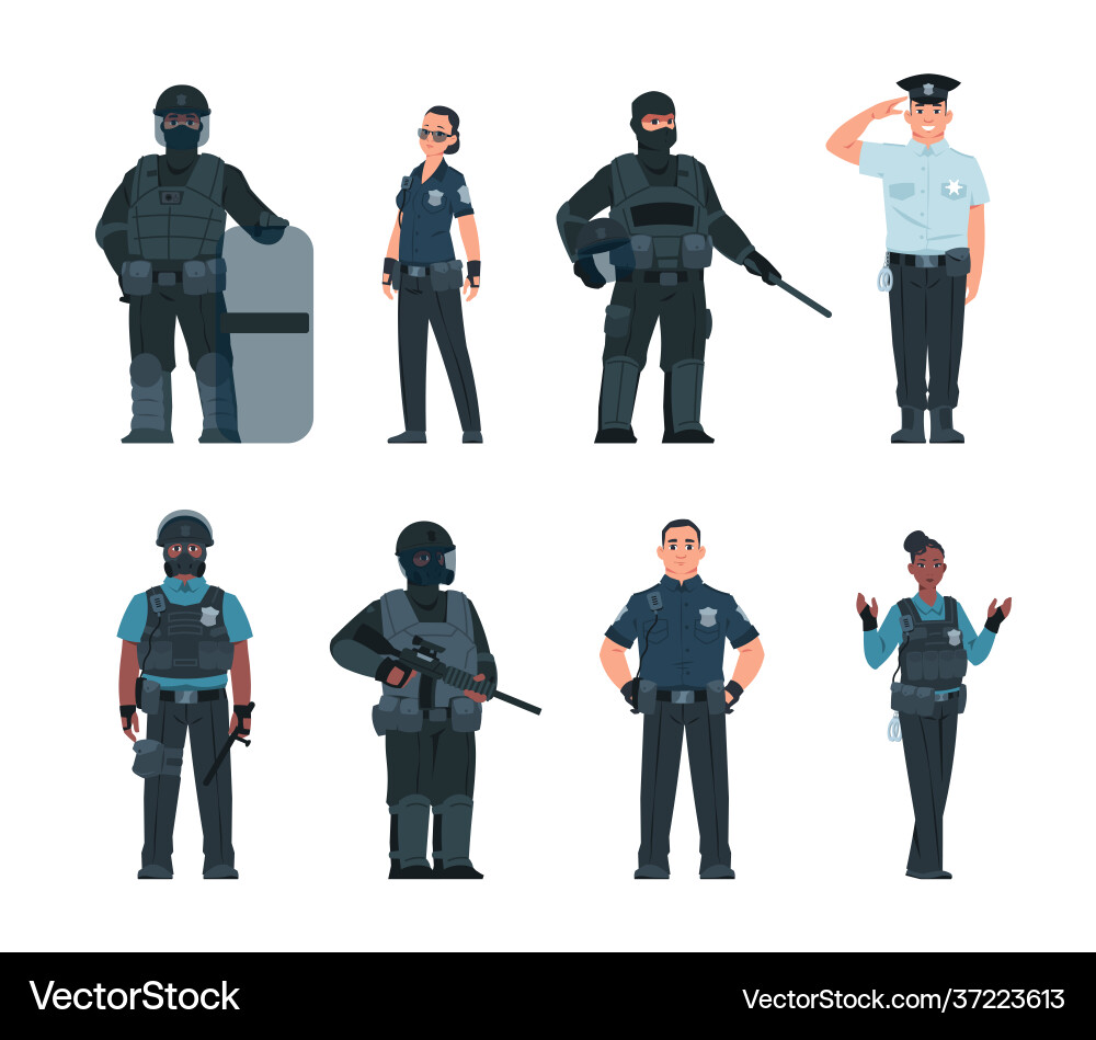 Police officers policeman and security guard Vector Image