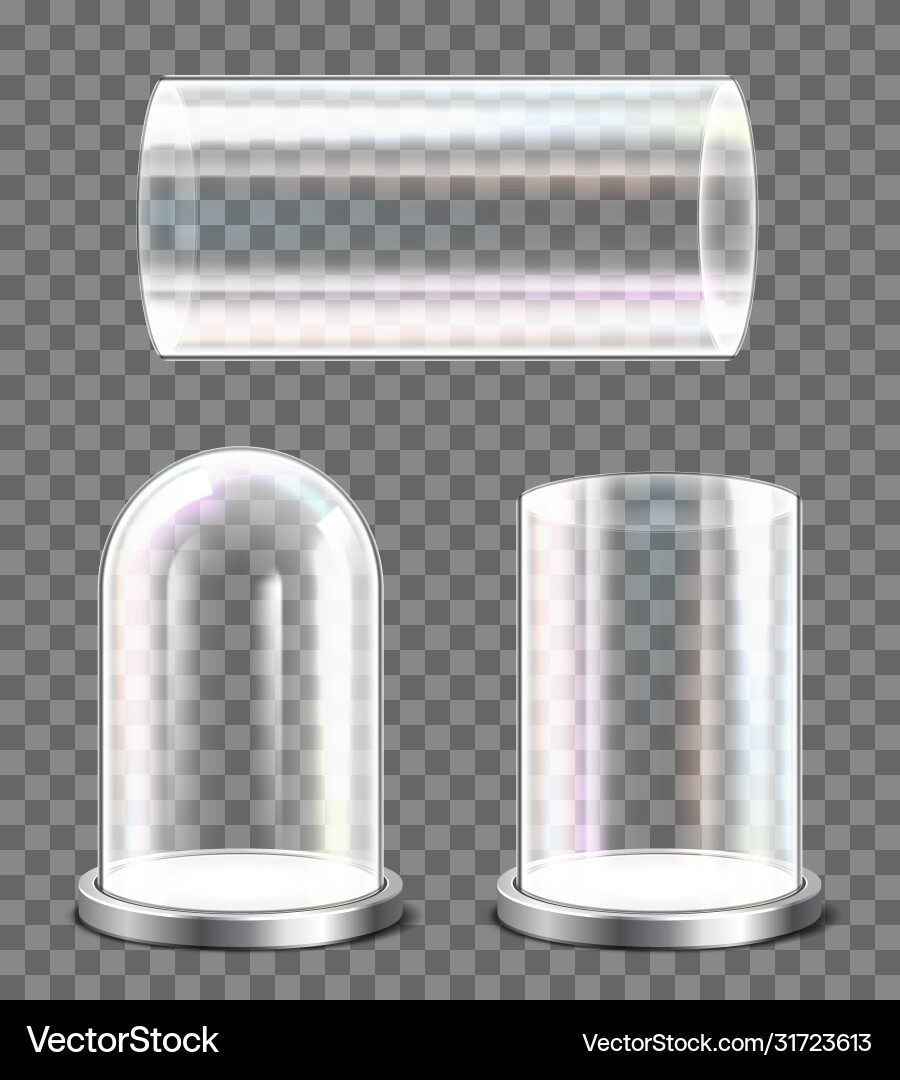 Set glass domes on transparent background Vector Image