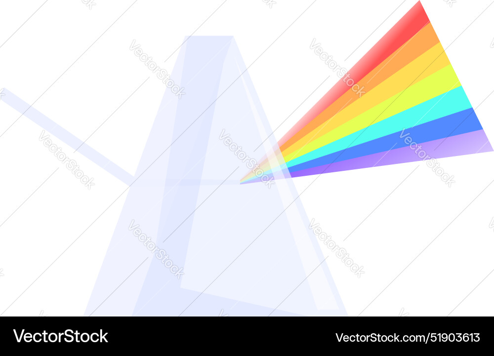Triangular prism refracting light beam creating Vector Image