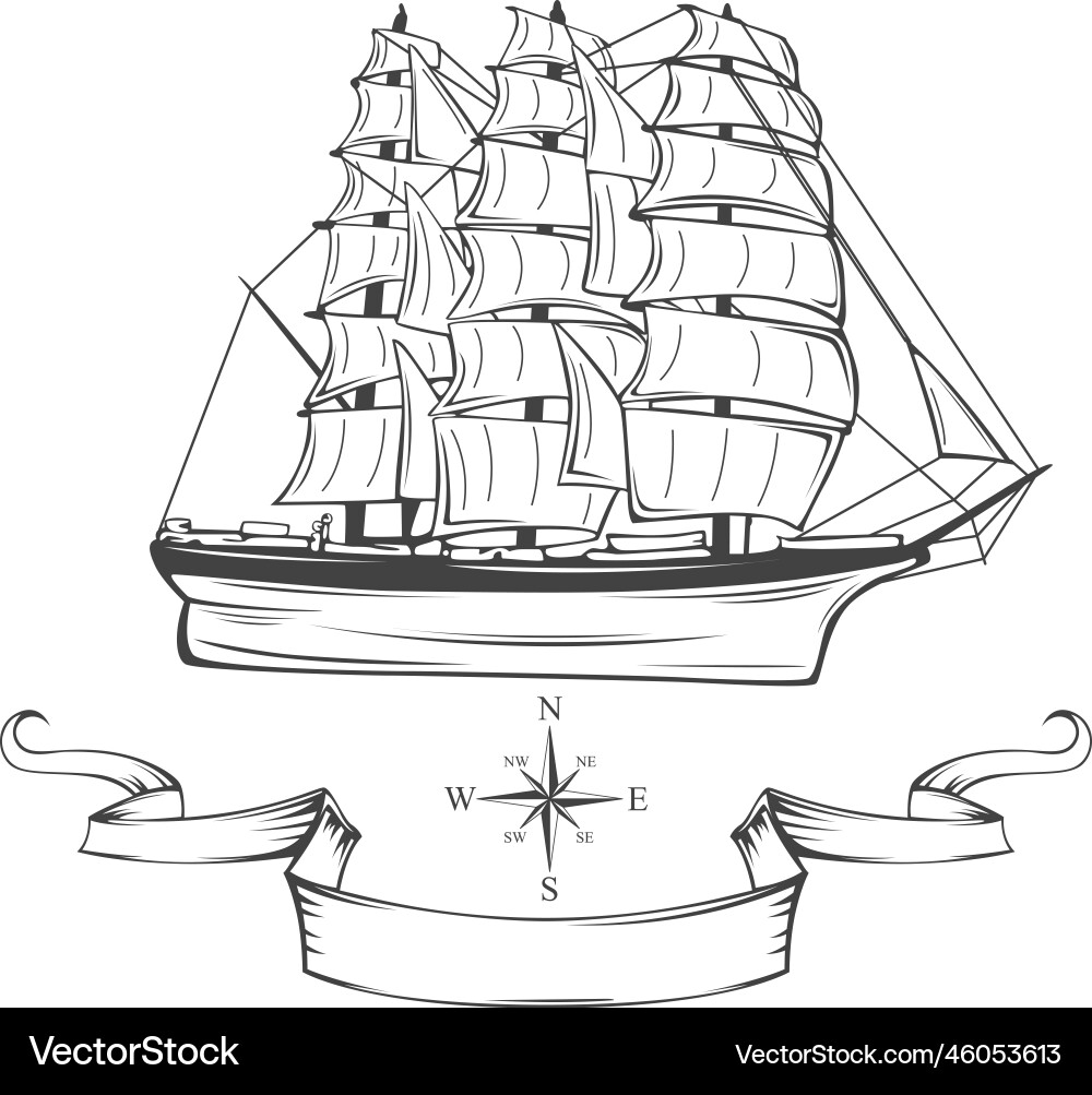 Vintage sailing ship Royalty Free Vector Image
