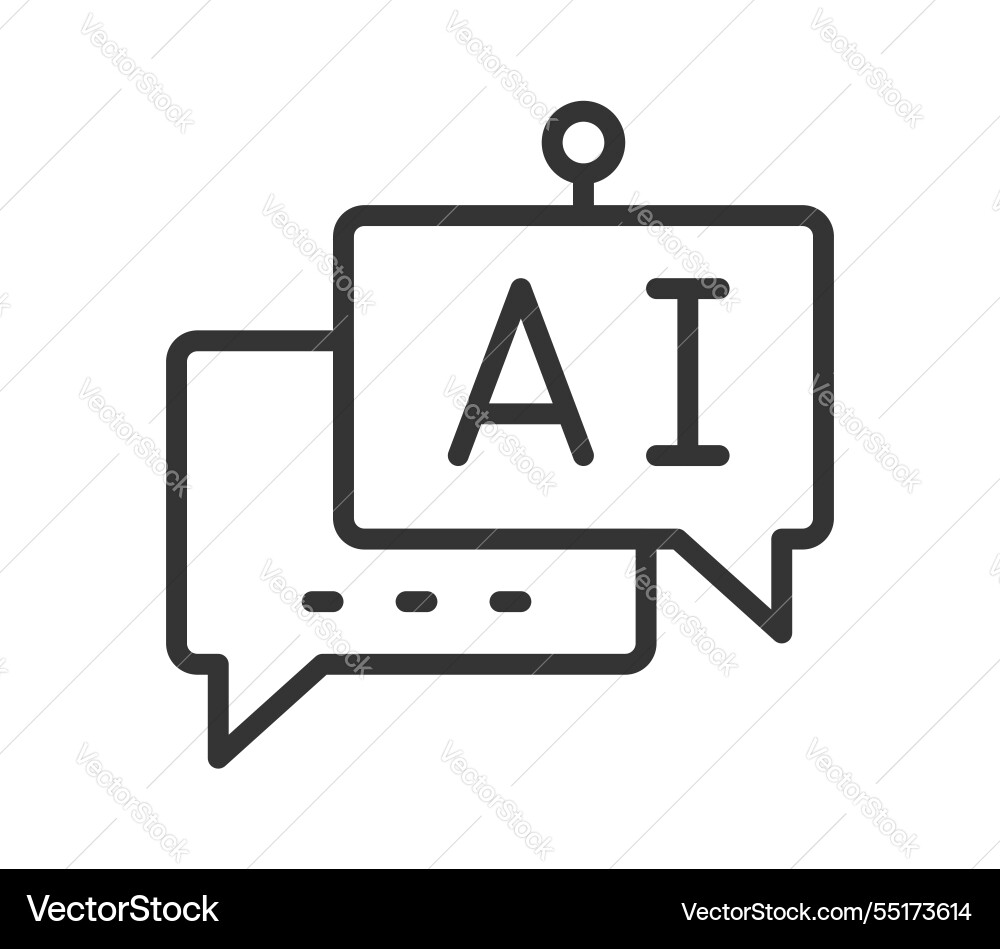 AI Chatbot Line Icon Royalty Free Vector Image
