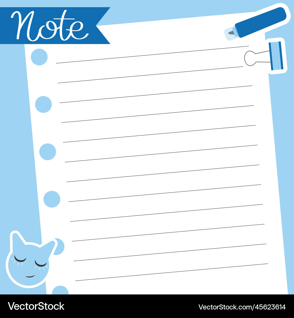 Cute paper note template Royalty Free Vector Image