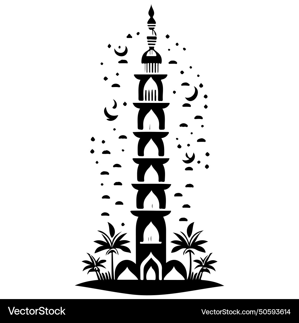 Doodle minaret ramadan sketch draw Royalty Free Vector Image