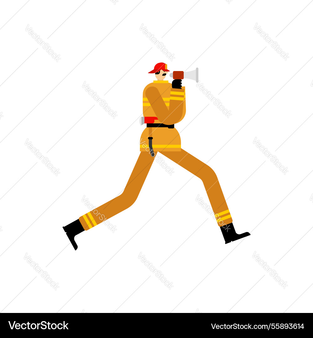 Firefighter run fireman running fire extinguishing