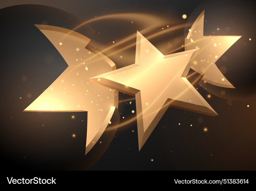 Gold star shape with geometric elements and sparks
