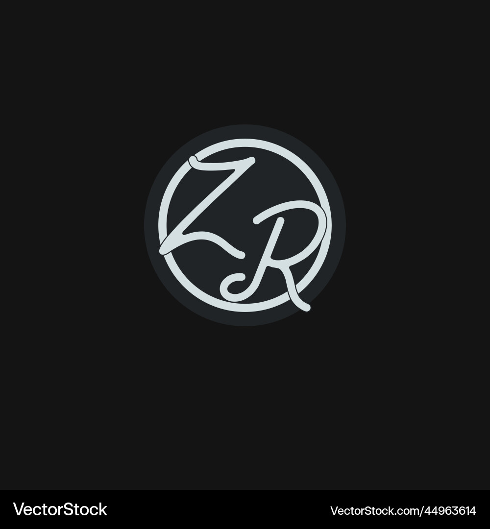 Initials zr logo monogram with simple circle line Vector Image