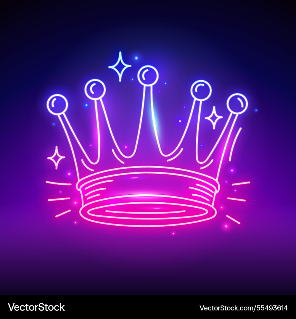 Neon crown sign with flares Royalty Free Vector Image