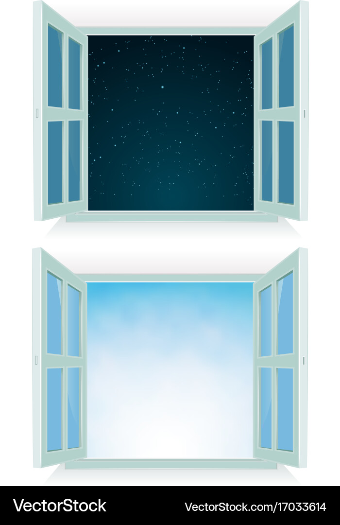 Open window - night and day Royalty Free Vector Image