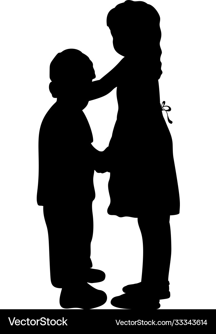 Sister and Brother Silhouettes Royalty Free Vector Image