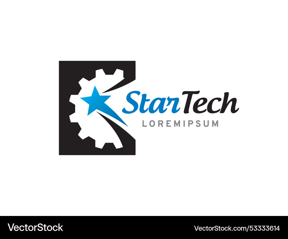 Star tech logo symbol or icon template Royalty Free Vector