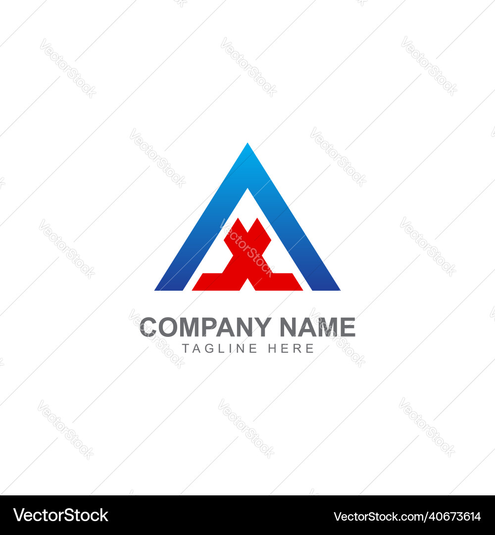 Triangle line x business company logo Royalty Free Vector