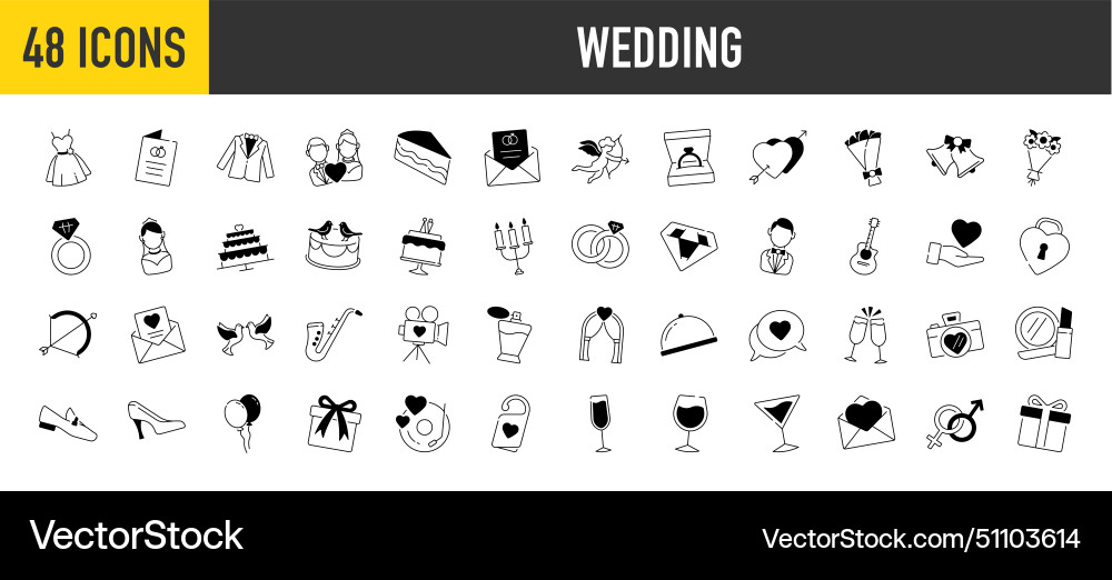 Wedding icon set Royalty Free Vector Image - VectorStock