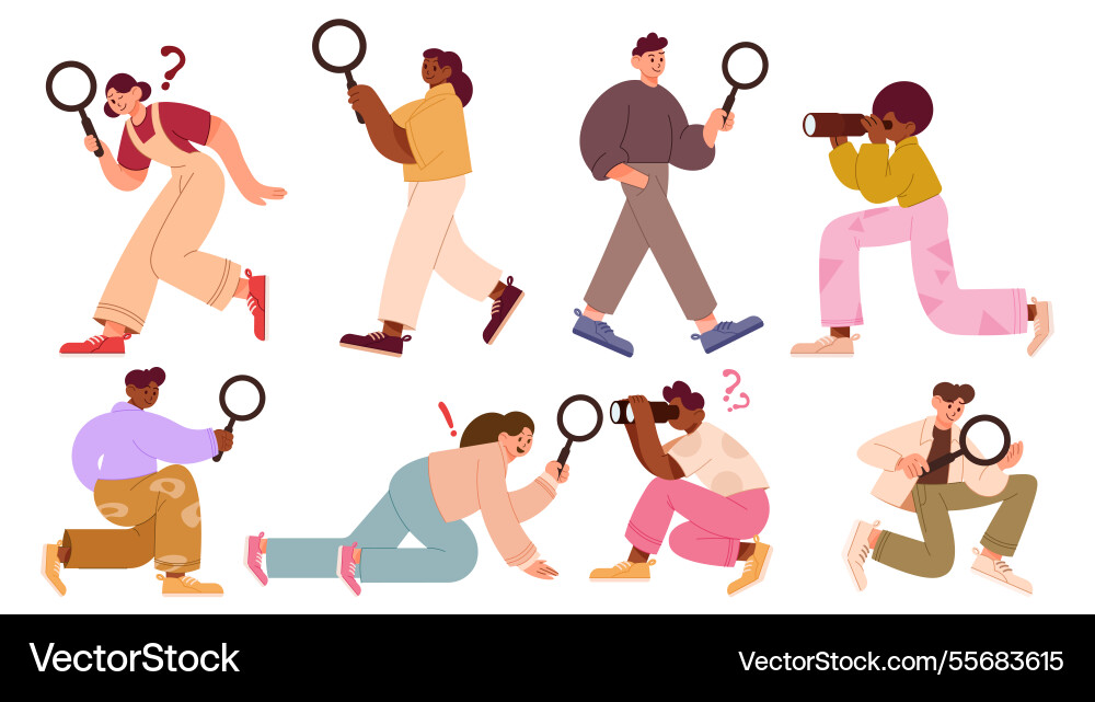 Investigative Research - Man with Magnifier Vector Image