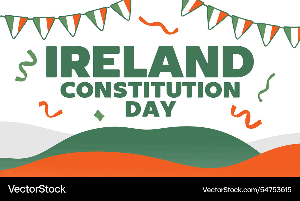 Ireland constitution day with irish flag Vector Image
