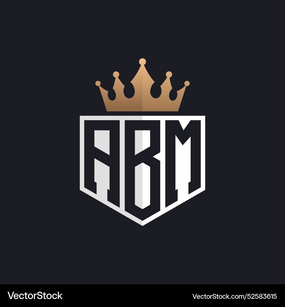 Luxury abm logo with crown elegant initials Vector Image