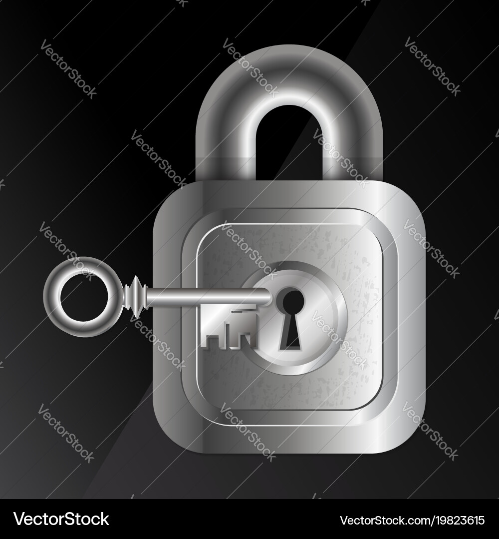Metal lock and key Royalty Free Vector Image - VectorStock